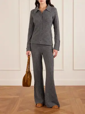 THE ELDER STATESMAN Cashmere Wide-leg Track Pants - Gray