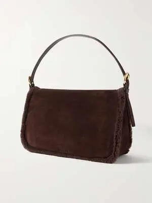 Staud Harlow Medium Shearling Shoulder Bag - Dark Brown