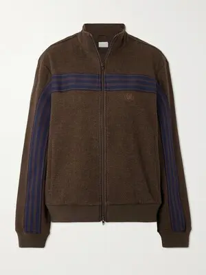 Aimé Leon Dore Striped Herringbone Wool And Cotton-blend Track Jacket