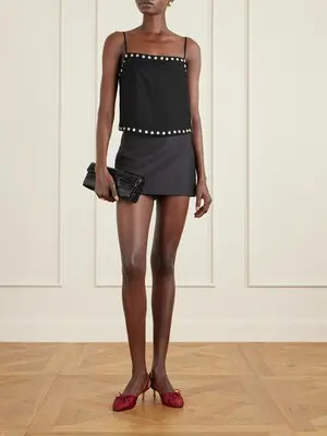 Staud Kirra Button-detailed Linen-blend Tank - Black