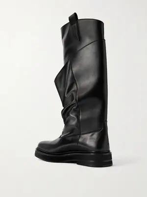 Attico Passeggiata Leather Knee Boots - Black