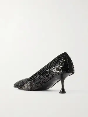 Proenza Schouler Tee Sequined Mesh Pumps - Black