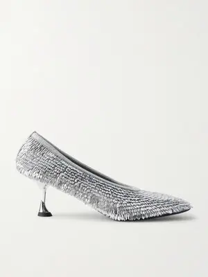 Proenza Schouler Tee Sequined Mesh Pumps - Silver
