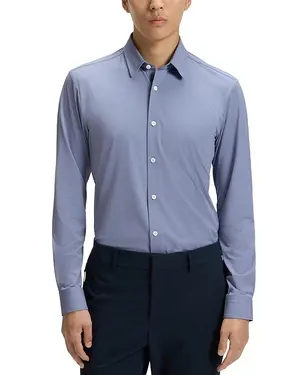 BOSS Roan Slim Fit Button-front Shirt - Dark Blue
