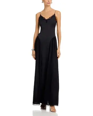 ROTATE BY BIRGER CHRISTENSEN Satin Lace Maxi Dress