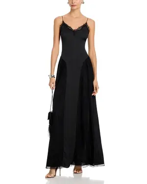ROTATE BY BIRGER CHRISTENSEN Satin Lace Maxi Dress