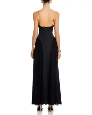 ROTATE BY BIRGER CHRISTENSEN Satin Lace Maxi Dress