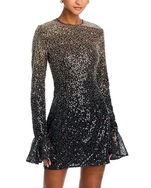 ROTATE BY BIRGER CHRISTENSEN Beaded Long Sleeve Mini Dress