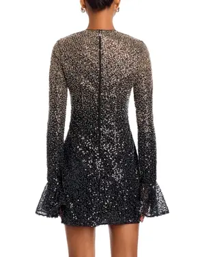 ROTATE BY BIRGER CHRISTENSEN Beaded Long Sleeve Mini Dress