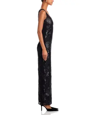 ROTATE BY BIRGER CHRISTENSEN Sequined Maxi Dress - Black