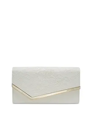 JIMMY CHOO Emmie Lace Clutch - Ivory/light Gold