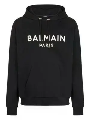 Balmain Logo-print Cotton Hoodie - Black