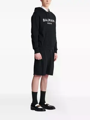 Balmain Logo-print Cotton Hoodie - Black