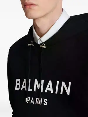 Balmain Logo-print Cotton Hoodie - Black