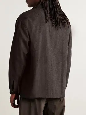 AMOMENTO Camp-collar Wool-flannel Shirt