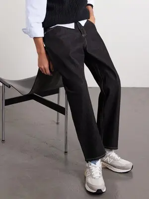 Folk Barrel-leg Jeans - Black