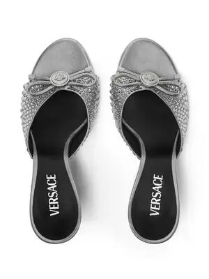 Versace 85mm Leather Mules With Crystal Embellished Bow