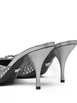 Versace 85mm Leather Mules With Crystal Embellished Bow