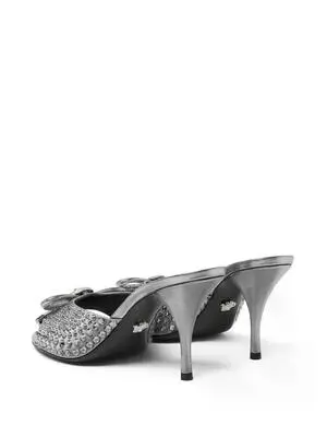 Versace 85mm Leather Mules With Crystal Embellished Bow