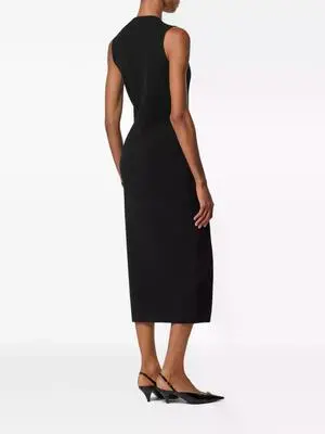Versace Sleeveless V-neck Button-front Midi Dress With Medusa '95 Hardware