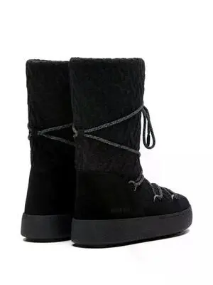 Moon Boot X Guest In Residence Knit-upper Lace-up Boots - Black
