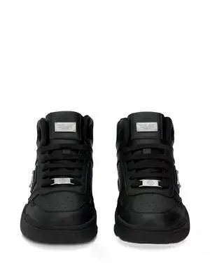 Philipp Plein High Top Sneakers With Perforated Detailing - Black