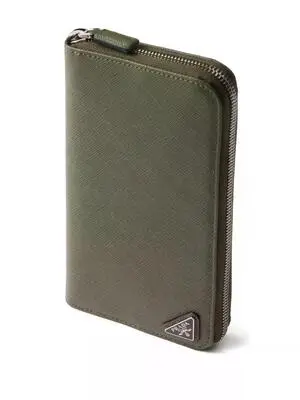 Prada Logo-plaque Saffiano Leather Wallet - Green