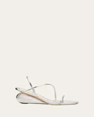Simkhai Bridget Metallic Wedge Strappy Sandals - Silver