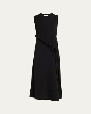 Ulla Johnson Jeune Ruffled Sleeveless Midi Dress - Noir