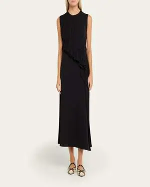 Ulla Johnson Jeune Ruffled Sleeveless Midi Dress - Noir