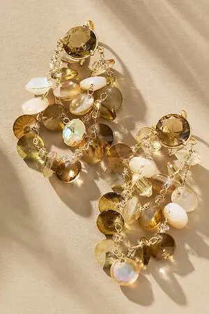 Anthropologie Glass Stone Drop Earrings - Cream