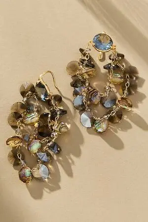 Anthropologie Glass Stone Drop Earrings - Grey