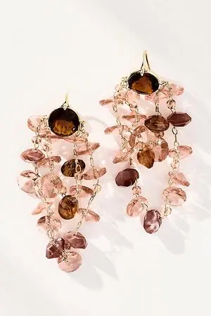 Anthropologie Glass Stone Drop Earrings - Wine
