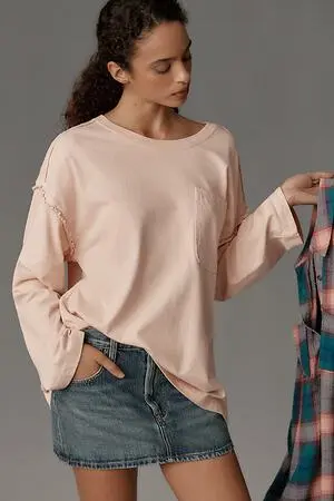 PILCRO Long-sleeve Boyfriend Tee - Pale Petal