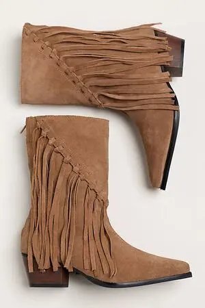 Matisse Fringe Suede Boots - Tan Brown