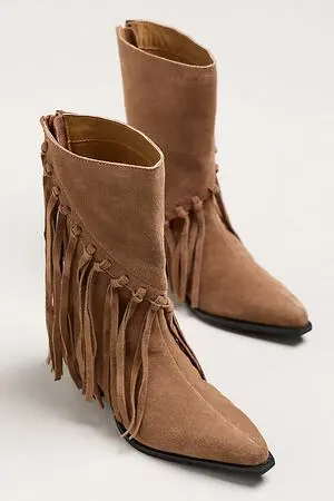 Matisse Fringe Suede Boots - Tan Brown