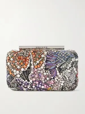 Alexander McQueen Embellished Leather Clutch - Silver