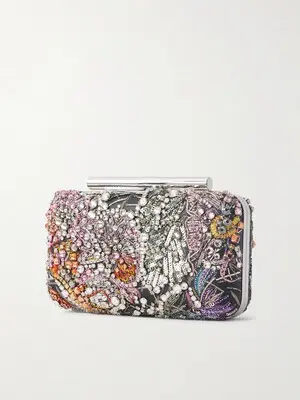 Alexander McQueen Embellished Leather Clutch - Silver