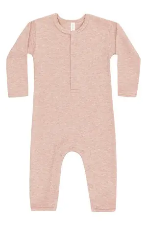 QUINCY MAE Rib Stretch Organic Cotton Blend Romper - Rose