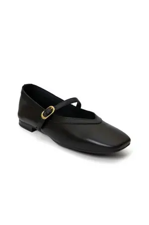 MENINA STEP Greta Leather Mary Jane Flat - Black
