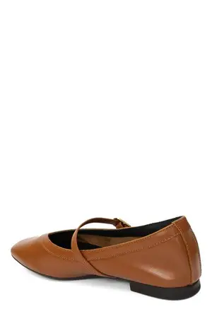 MENINA STEP Greta Leather Mary Jane Flat - Cognac