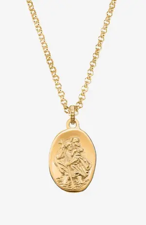 DOWER & HALL St. Christopher Talisman Necklace - Yellow Gold Vermeil