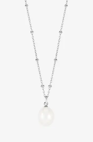 DOWER & HALL 8mm Oval Pearl Pendant - Sterling Silver