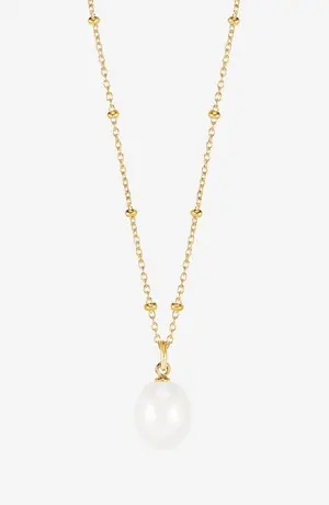 DOWER & HALL 8mm Oval Pearl Pendant - Yellow Gold Vermeil