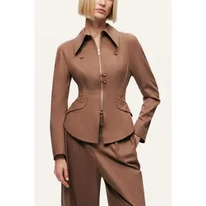 NOCTURNE Zip-front Tailored Jacket - Brown