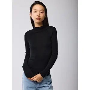 Majestic Filatures Merino Silk Micro Rib Long Sleeve Mock Neck