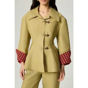 NOCTURNE Fitted Jacket With Buckle Front - Olive Green