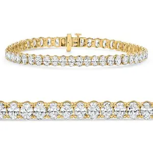BLISS DIAMOND 10ct Oval Cut Lab Grown Diamond Tennis Bracelet - 14k Yellow Gold