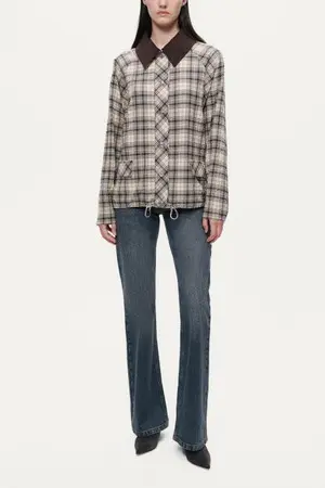 NOCTURNE Checked Jacket With Contrast Collar
