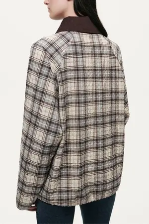 NOCTURNE Checked Jacket With Contrast Collar